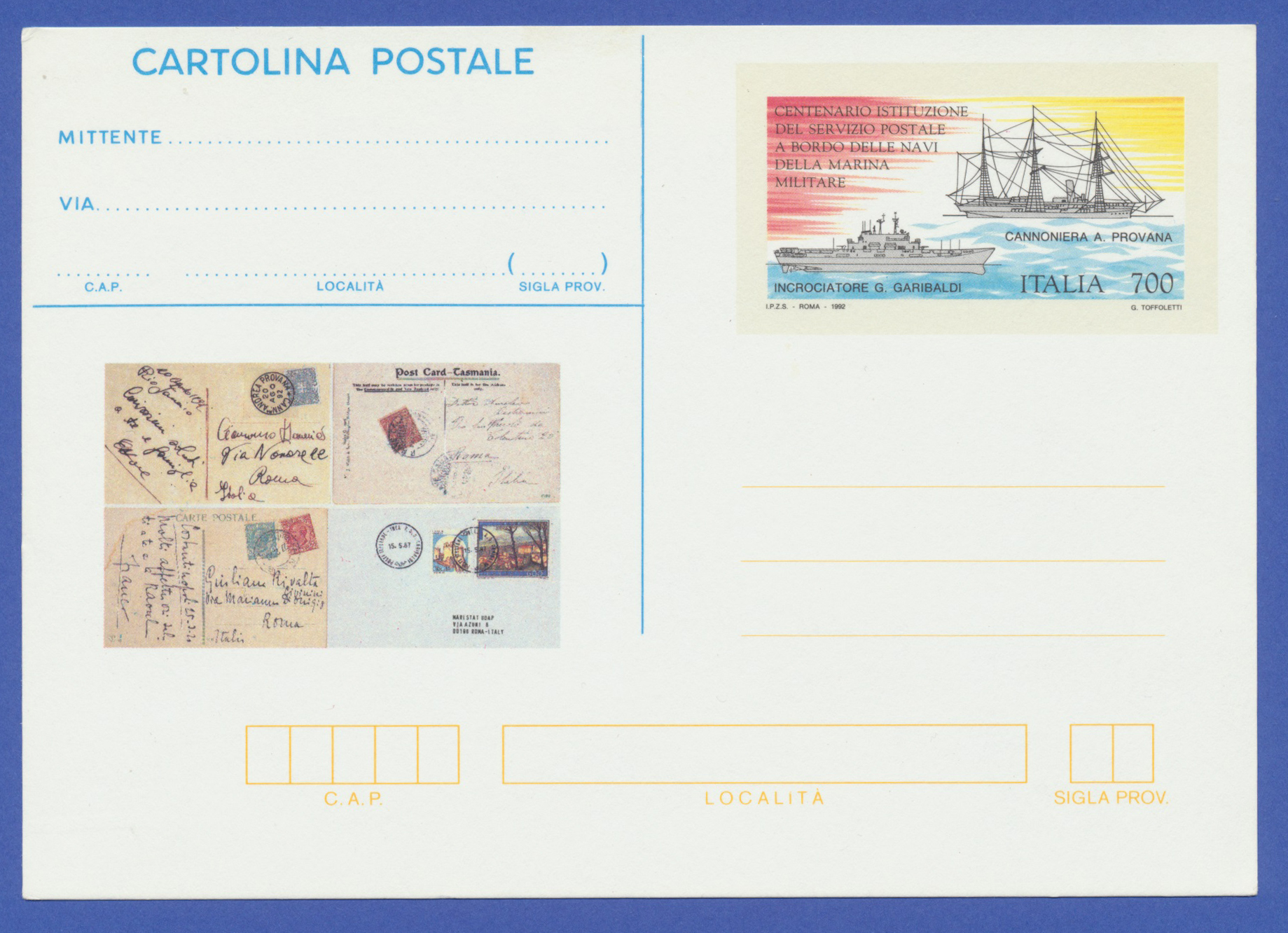 Cartolina postale Italia Nuova 26.09.1992 Centenario servizio postale ...